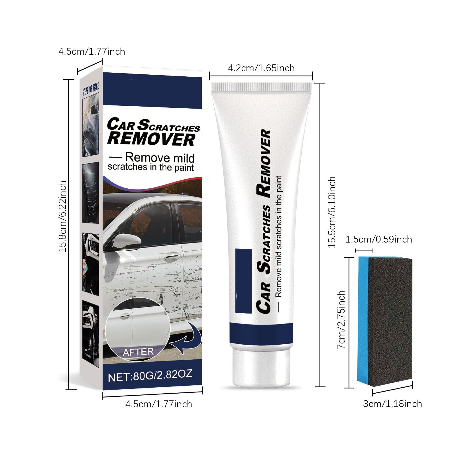 0.71/2.82oz Car Scratches Kit with Sponge, Car Paint Scratch Remover ...