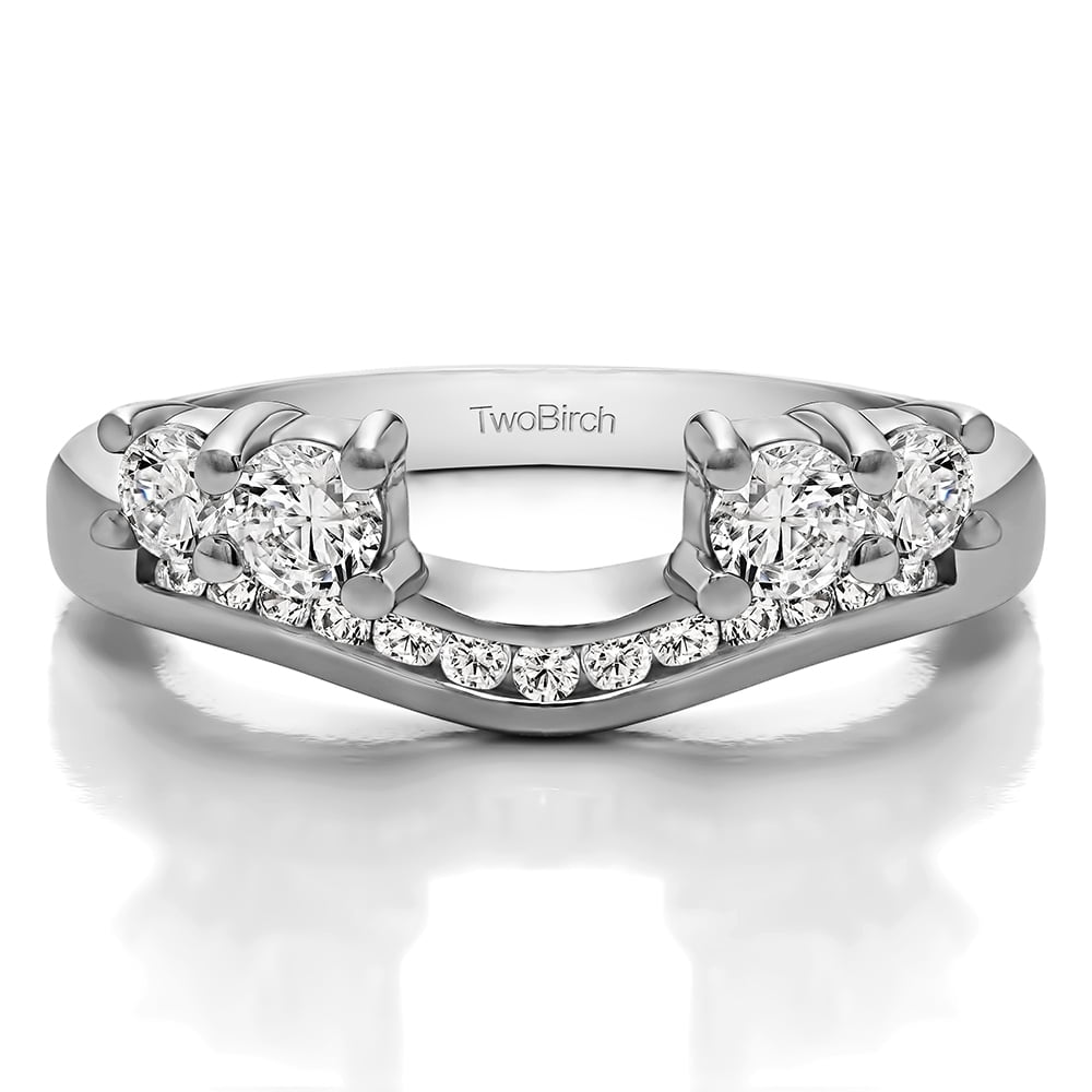 0.73 Ct. Four Stone Solitaire Anniversary Ring Wrap Enhancer With Cubic ...