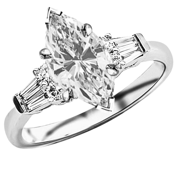 0.74 Ctw Platinum Baguette Round Marquise Cut GIA Certified Diamond ...