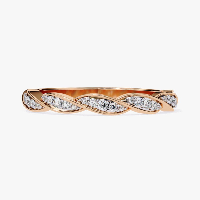 0.75 CT Lab Grown Diamond Ring, 14k Gold over Round Cut Twist Ring ...