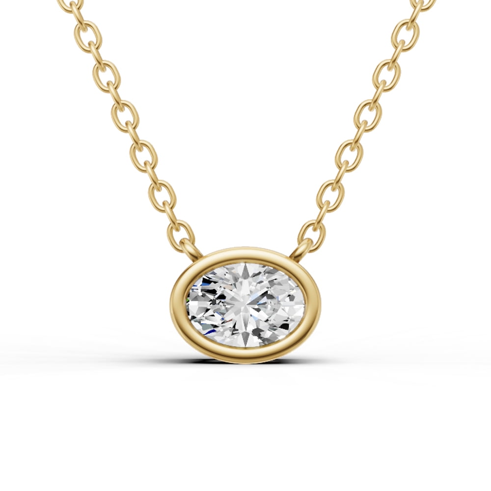 0.75 CT Lab Grown Oval Shape Diamond Solitaire Pendant with Bezel ...