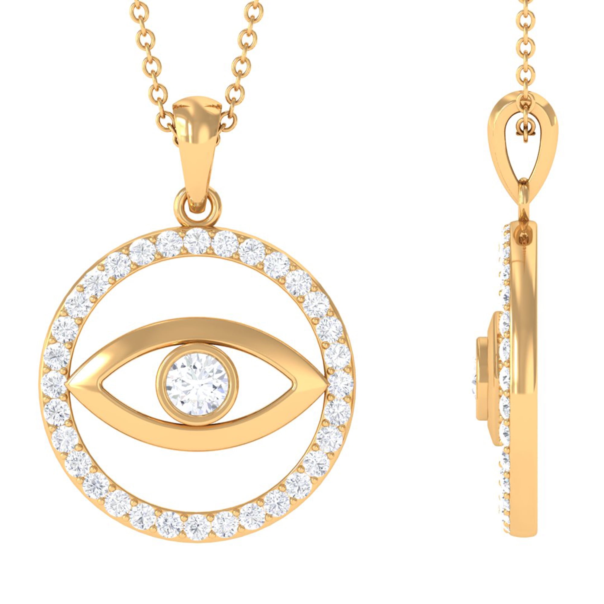 Womens Moissanite Evil Eye Pendant, Eternity Pendant Necklace (D-VS1 ...
