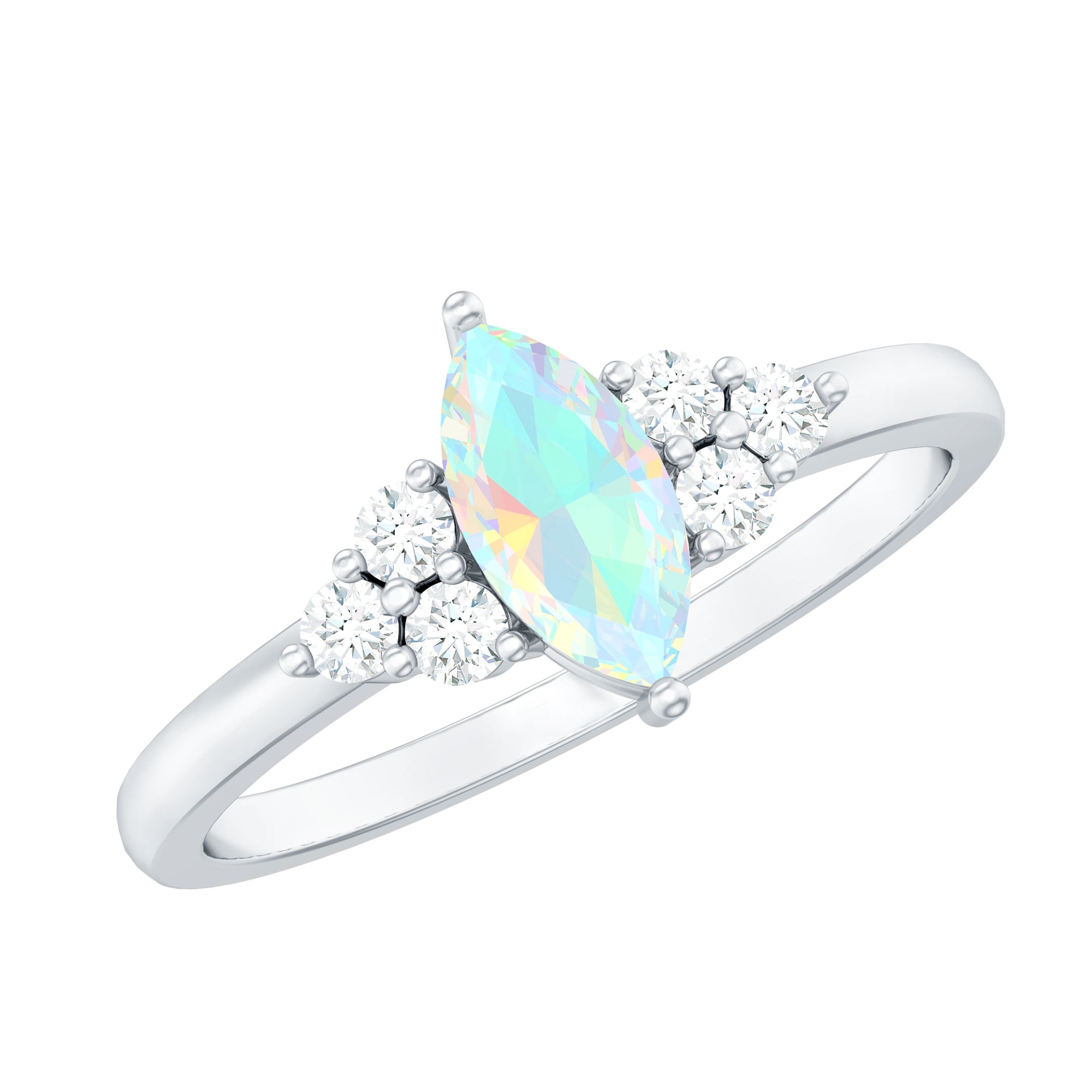 Rosec Jewels 0.75 CT Marquise Cut Ethiopian Opal Ring with Diamond, Elegant Ethiopian Opal ...