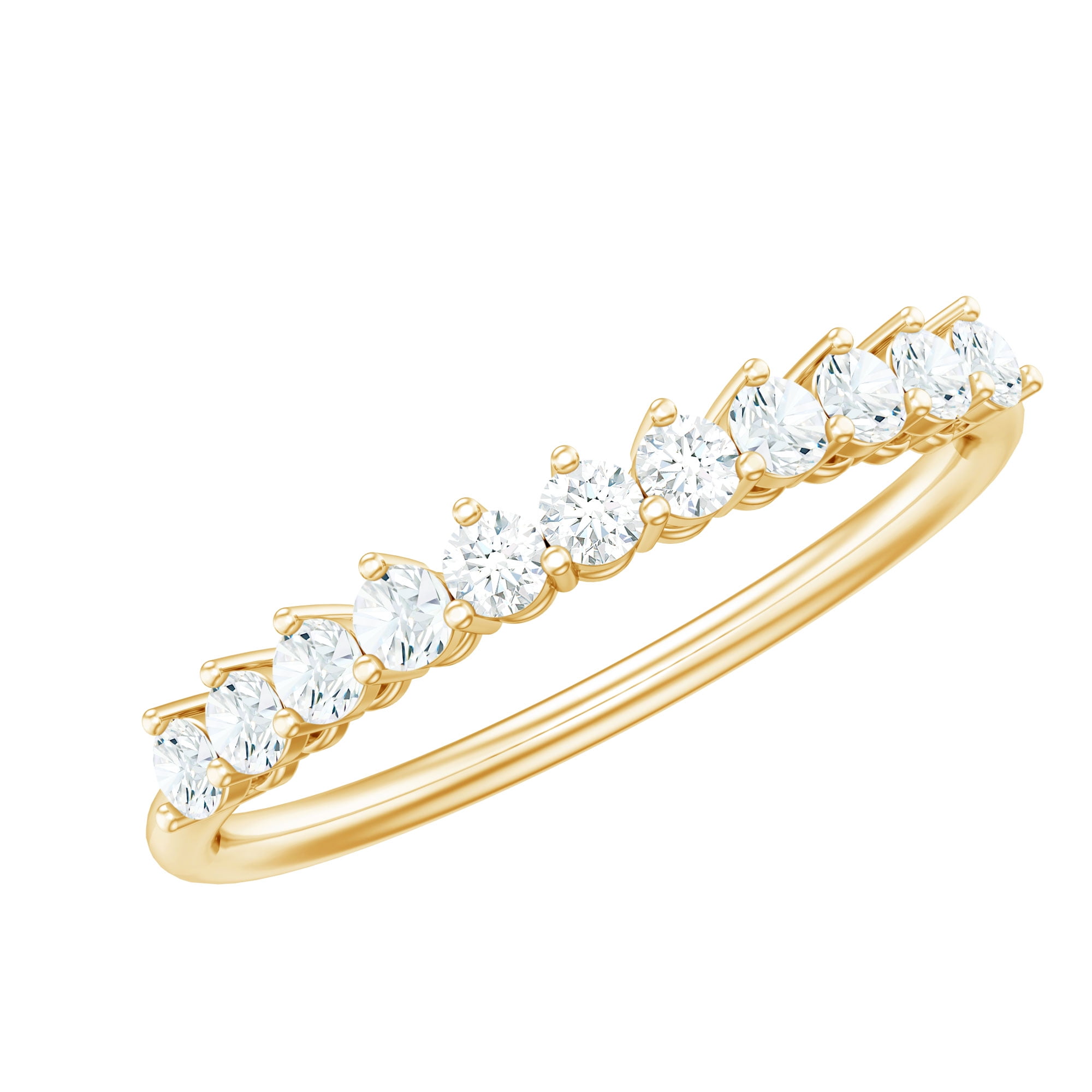 0.75 CT Moissanite Half Eternity Ring, Round Moissanite Ring for Women ...