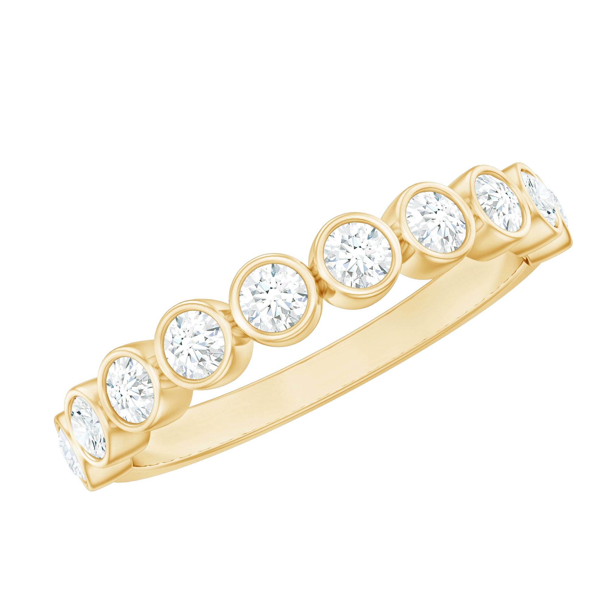 Rosec Jewels Womens Round Shape Moissanite Half Eternity in Bezel ...