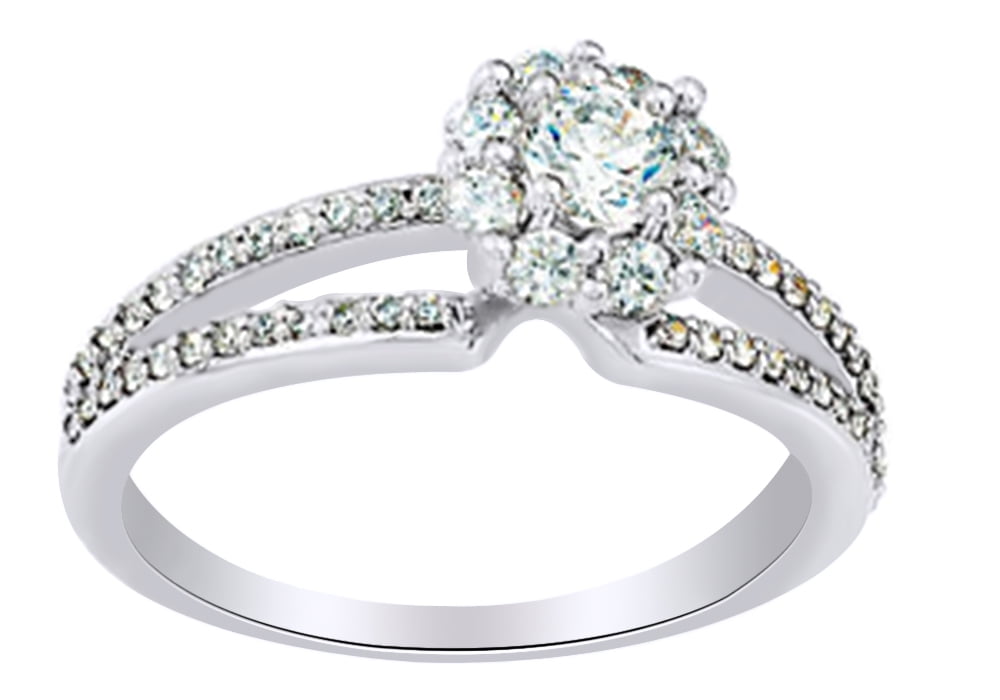 AFFY 0.75 Ct Round Shape White Diamond Engagement Wedding Ring In 14K ...