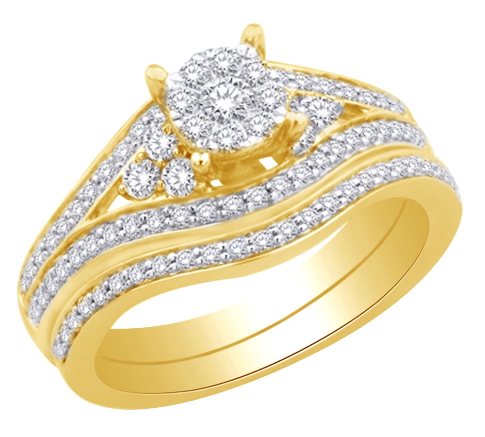 AFFY 0.75 Ct White Natural Diamond Solitaire Split Shank Engagement ...