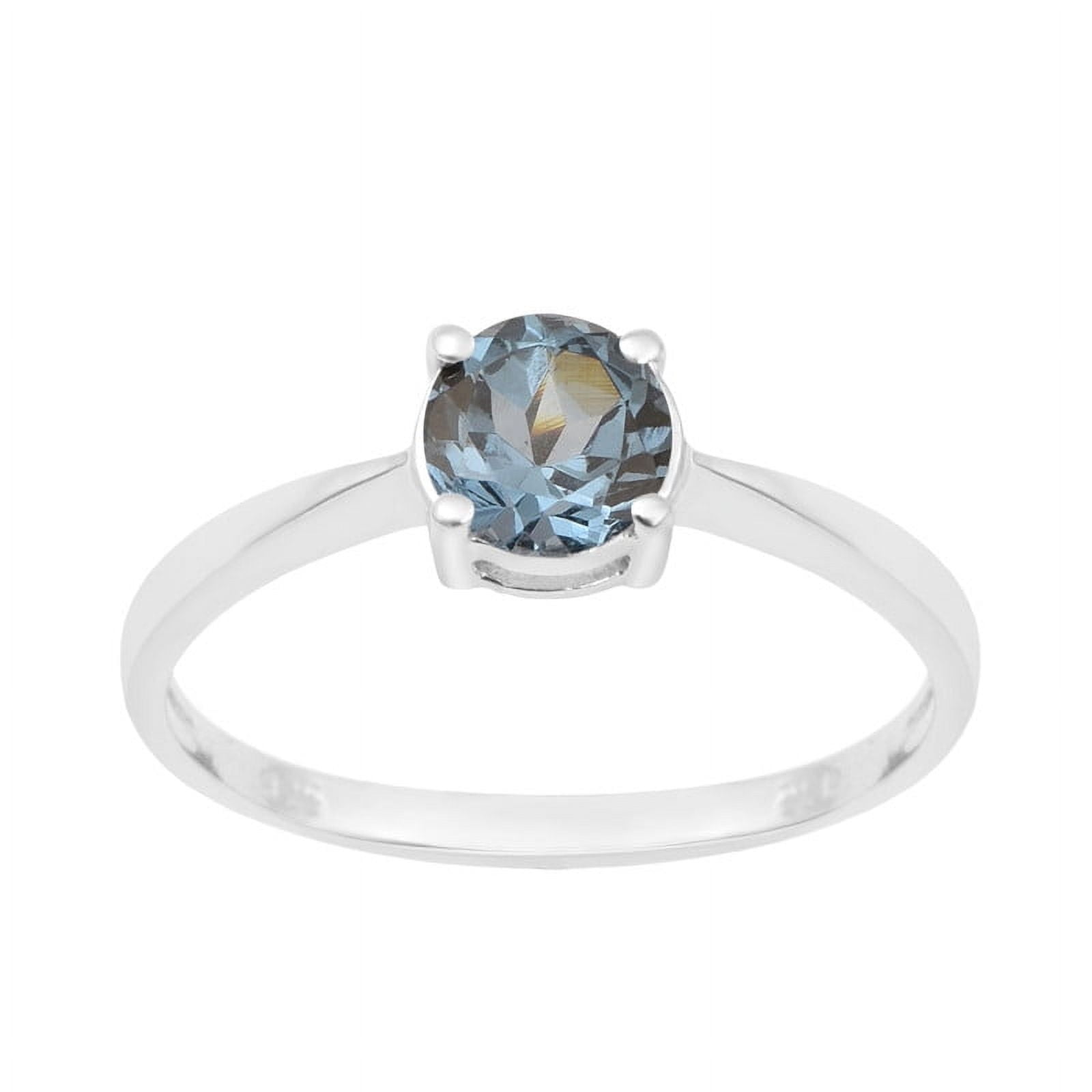 0.75 Ctw Round Cut London Blue Topaz Gemstone 925 Sterling Silver Solitaire Women Wedding Ring ...