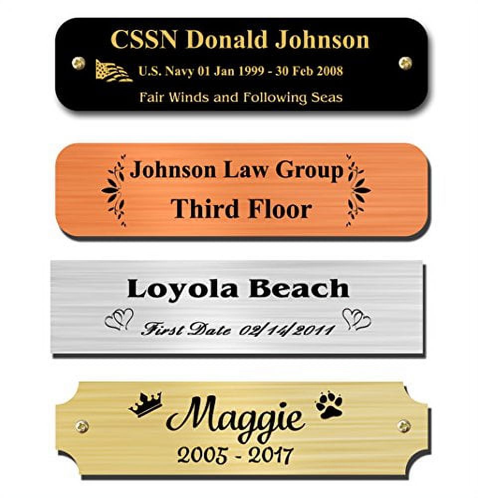 0.75" H X 3" W, Brass Nameplates, Metal Plate, Personalized, Engraved ...