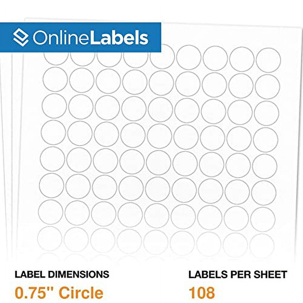 0.75 Inch Round Labels - Pack of 54,000 Circle Stickers, 500 Sheets ...