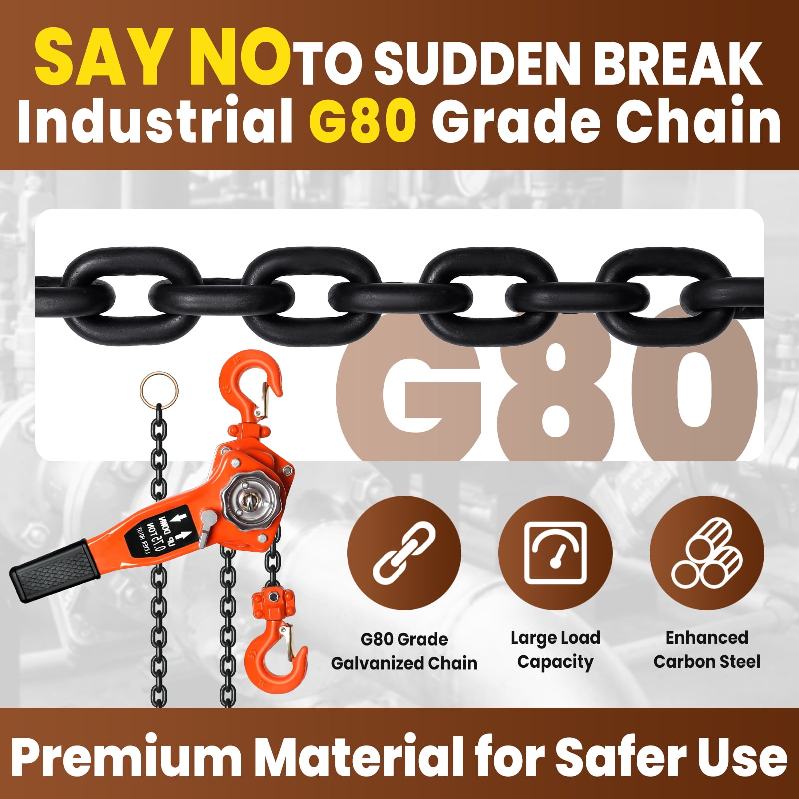 0.75 Ton Lever Chain Hoist Lift Puller, 1650LBS 10 FT Chain Ratchet ...