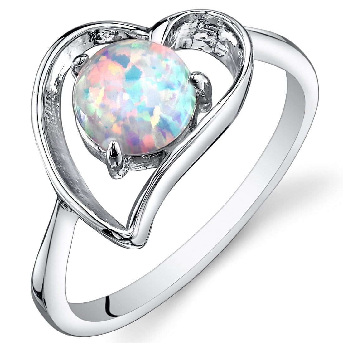0.75 ct Round Created White Opal Ring in Sterling Silver - Walmart.com