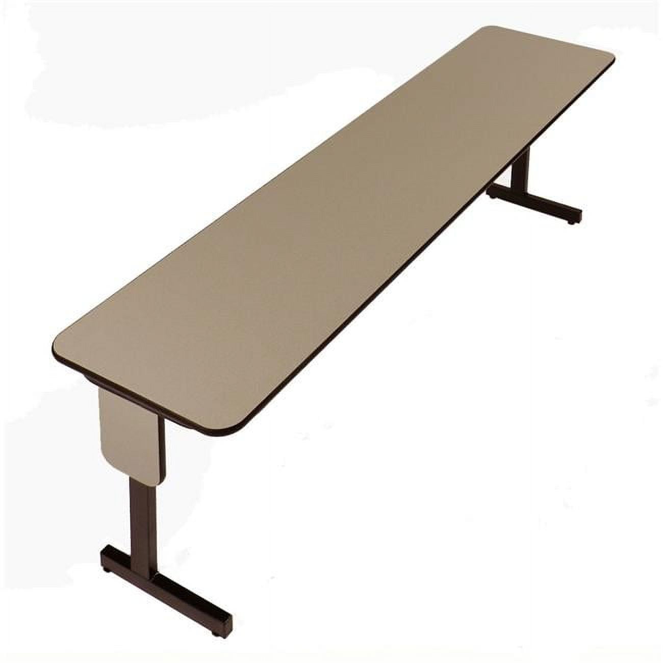 0.75 in. High Pressure Rectangular Folding Seminar Table with Panel Leg, Savannah Sand - 18 x 96 ...