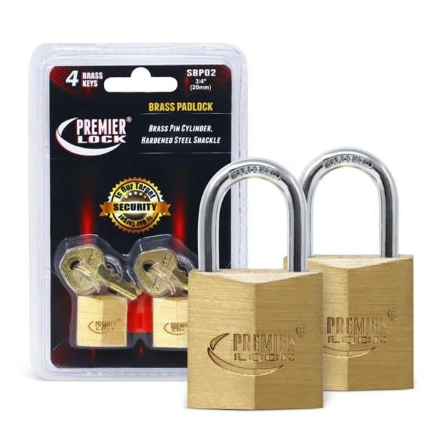 0.75 in. Solid Brass Padlocks - Polished - Diamond Design with 2 Keys ...