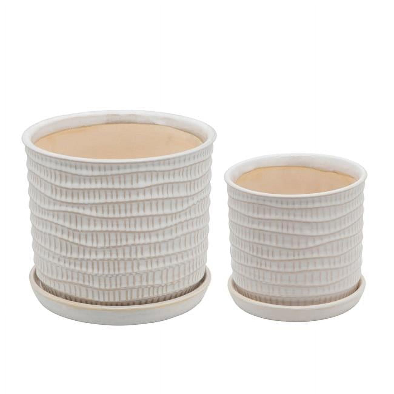 0.75 in. Textured Planter with Saucer, Beige - Set of 2 - Walmart.com