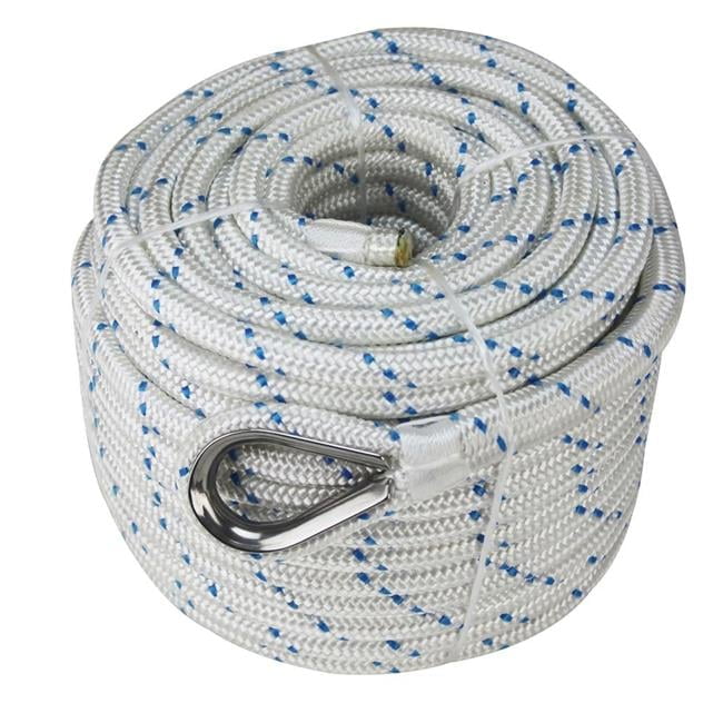 0.75 x 600 ft. Boattector Double Braid Nylon Anchor Line W Thimble with ...