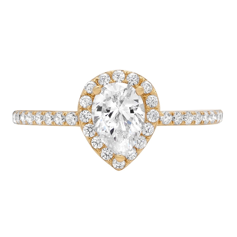 0.755 ct Pear Cut Simulated Diamond Solitaire with Accents 14K Yellow ...