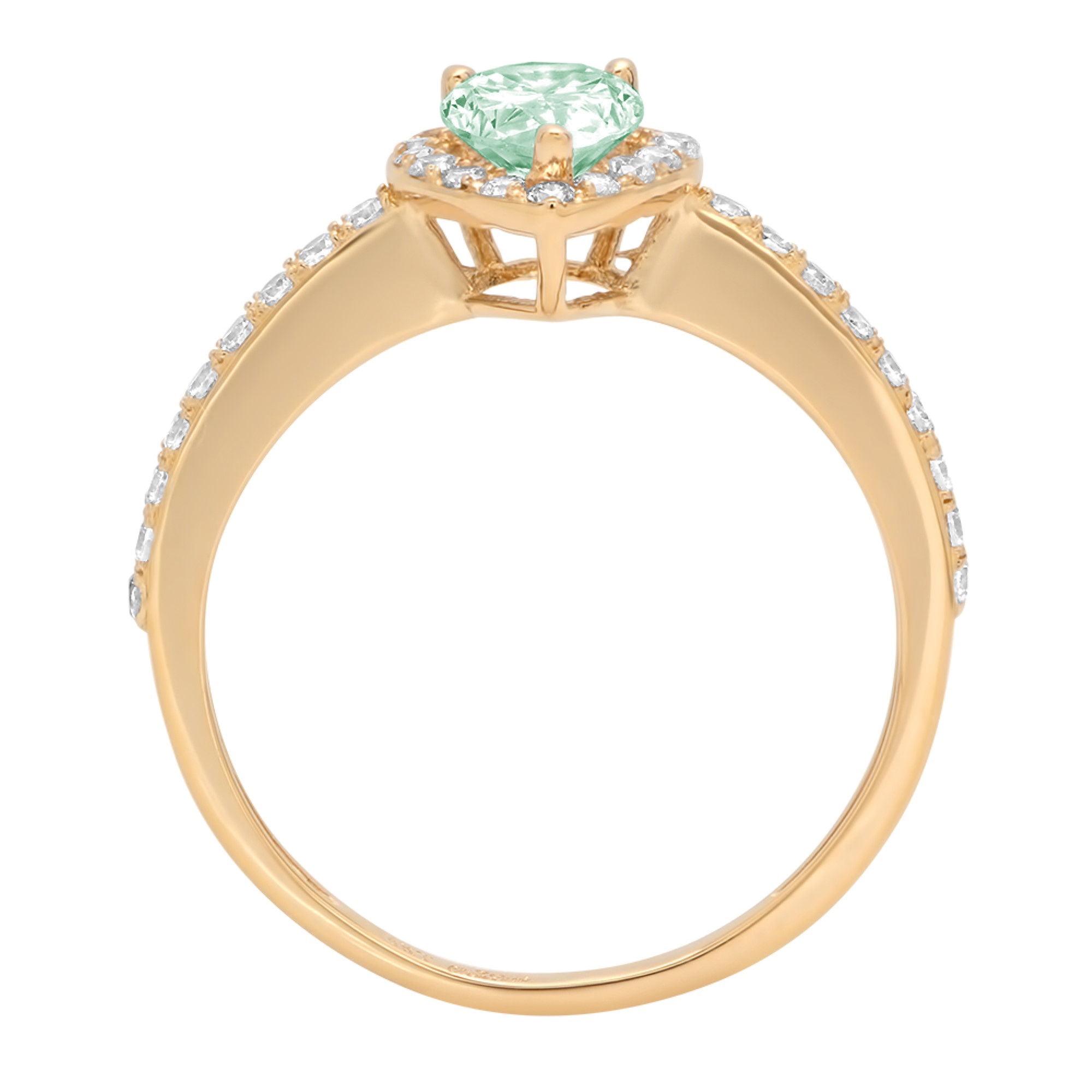 0.755 ct Pear Cut Simulated Green Diamond Solitaire with Accents Engagement Ring for Women in ...