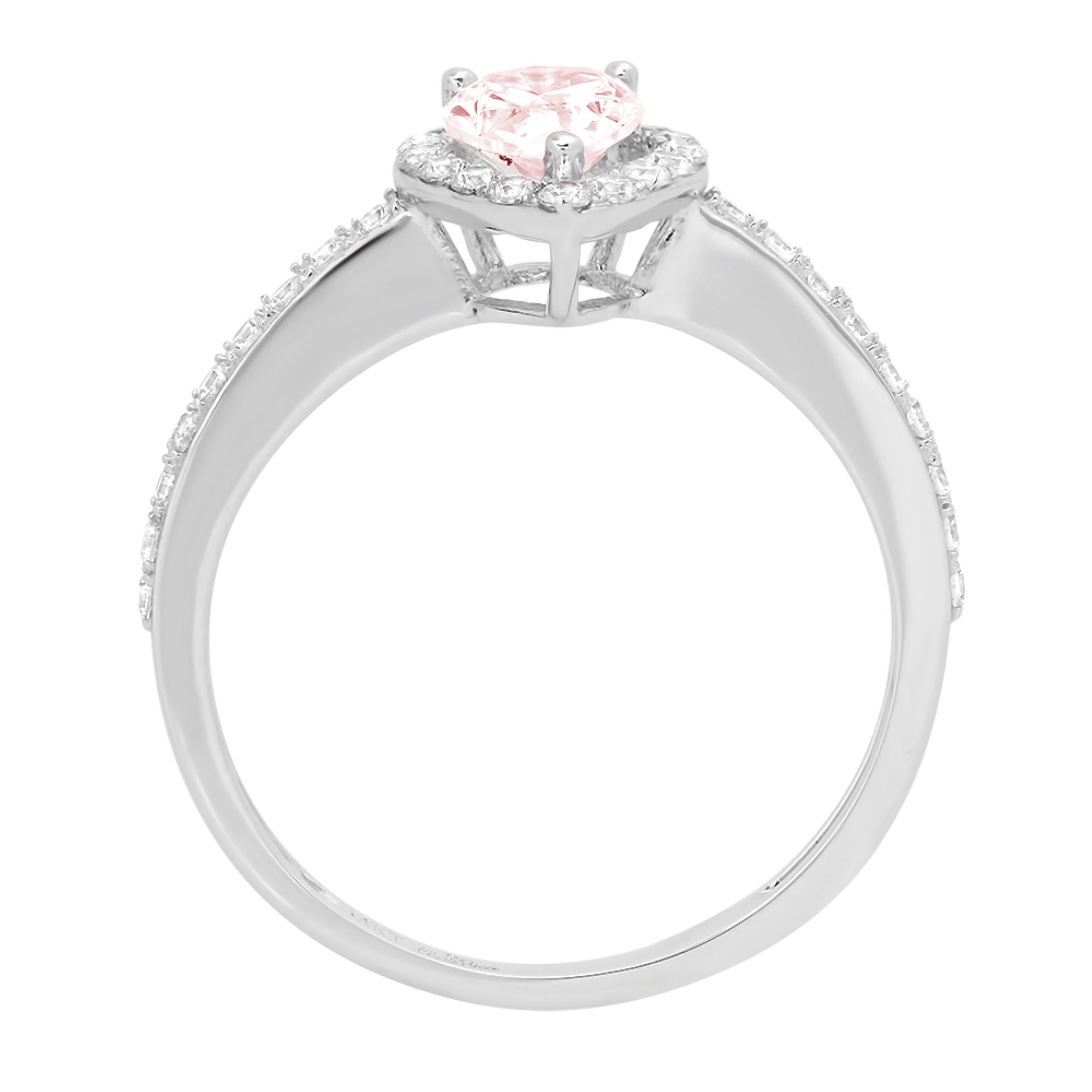 0.755 ct Pear Cut Simulated Pink Diamond Solitaire with Accents ...