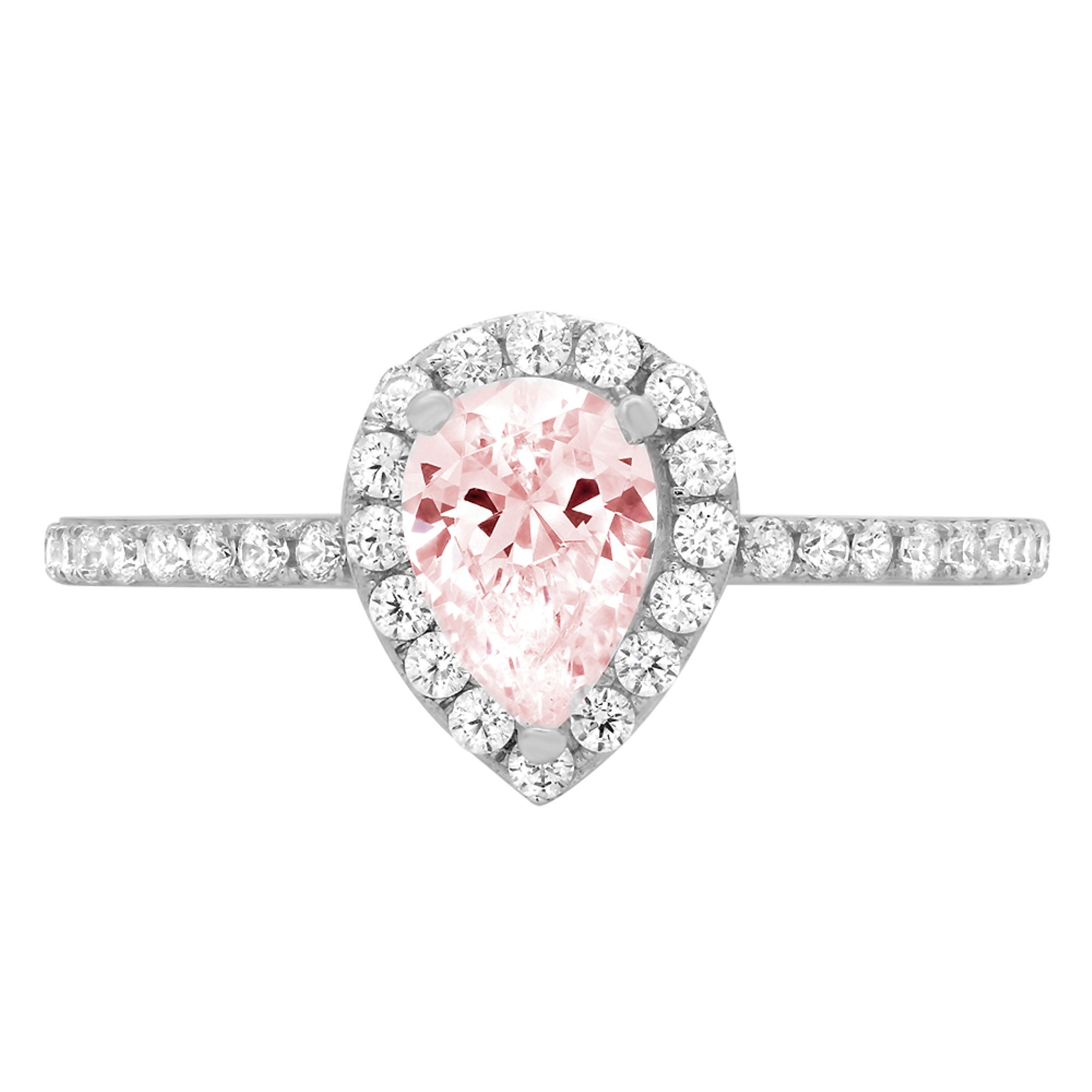 0.755 ct Pear Cut Simulated Pink Diamond Solitaire with Simulated ...