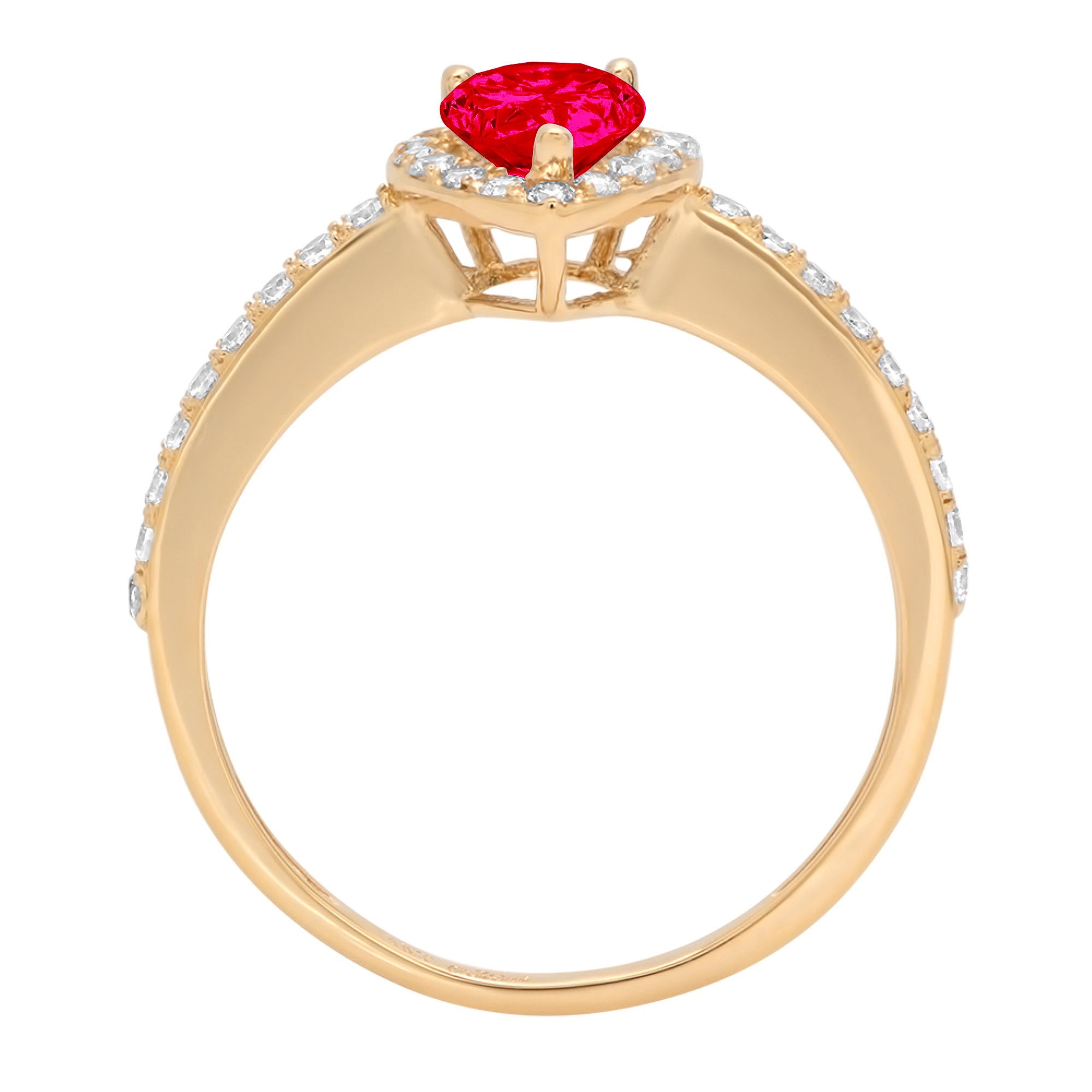 0.755 ct Pear Cut Simulated Ruby Solitaire with Accents Engagement Ring ...