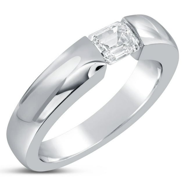 0.75ct Emerald Cut Tension Set Men's Women's Solitaire Diamond Engagement Ring TE100WG - Walmart.com
