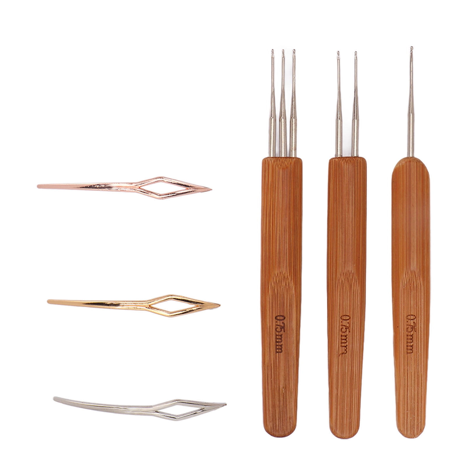 0.75mm Dreadlocks Tool Set Different Shapes Alloy Bamboo Crochet Hook ...
