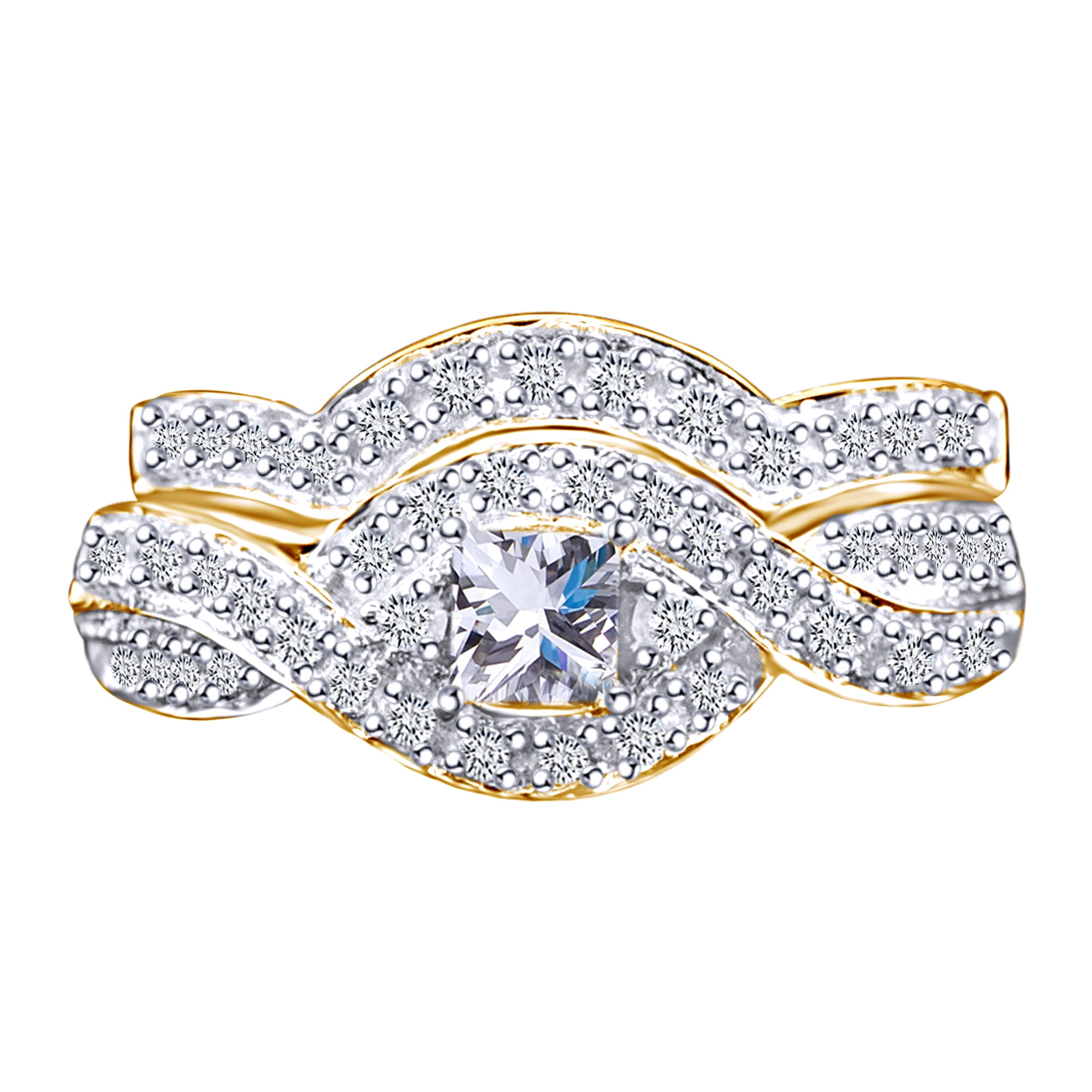 AFFY 0.77 Carats Round & Princess Cut White Natural Diamond Infinity ...