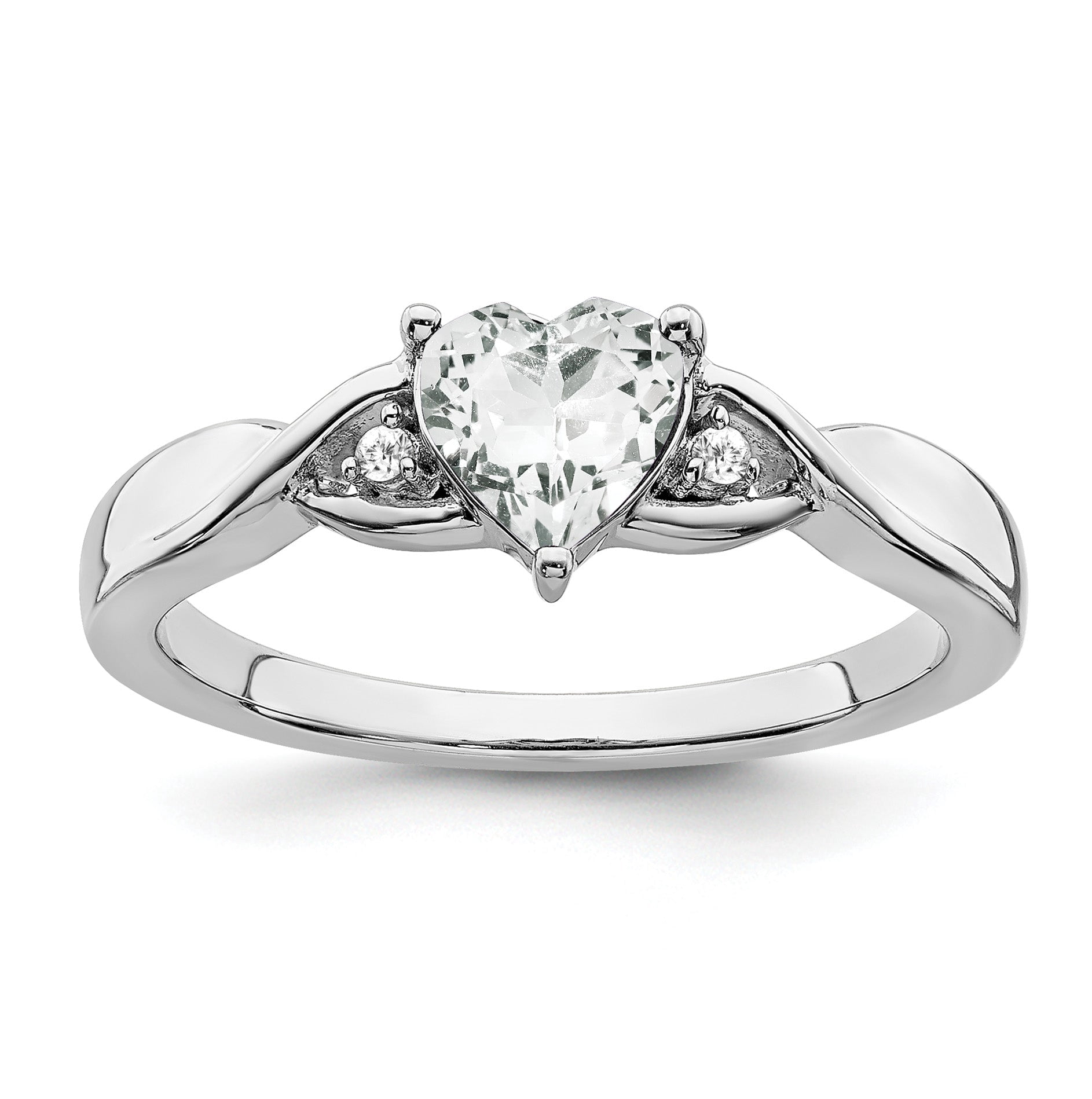 0.77 Ct Heart Purple Amethyst and White Diamond Prong Silver Three ...