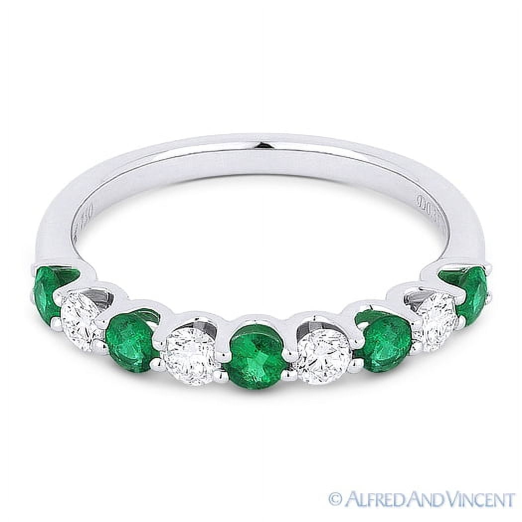 0.77ct Emerald & Diamond Stackable Anniversary Ring / Wedding Band in ...