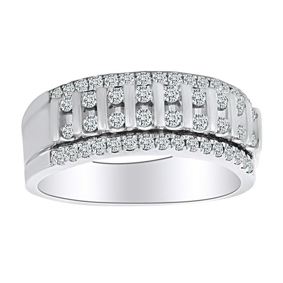 AFFY 0.78 Carat Round Shape White Natural Diamond Men's Engagement Ring ...