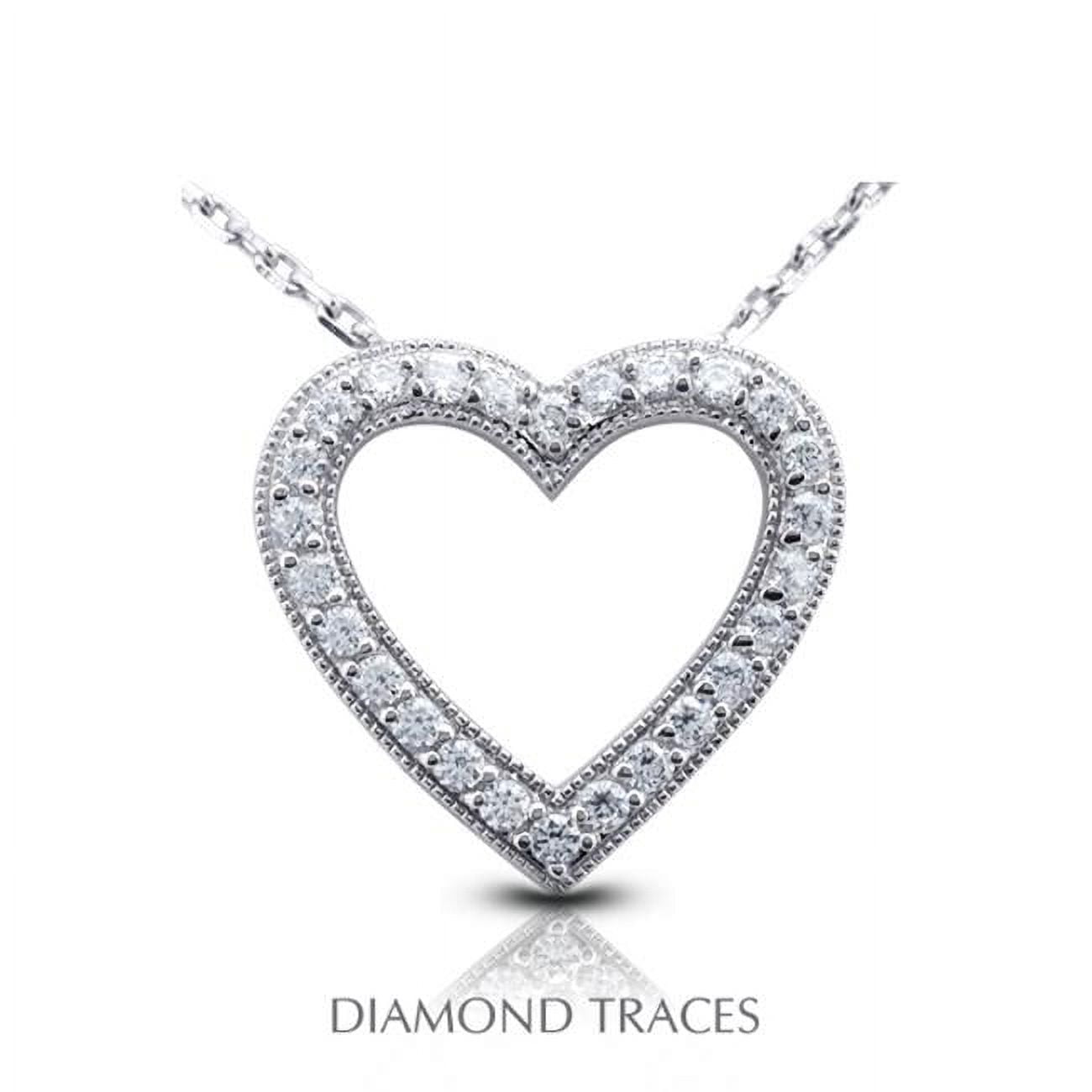 0.78 Carat Total Natural Diamonds 18K White Gold Prong Setting Heart ...