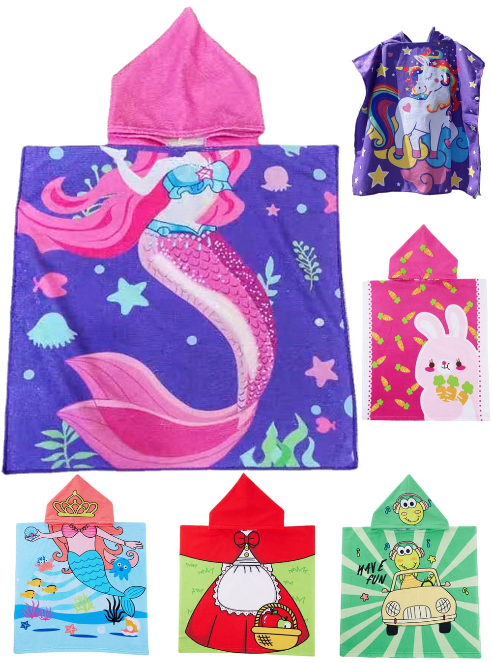 0-7T Beach Towel with Hood Boys Girls Hooded Towels Bath Robe for ...