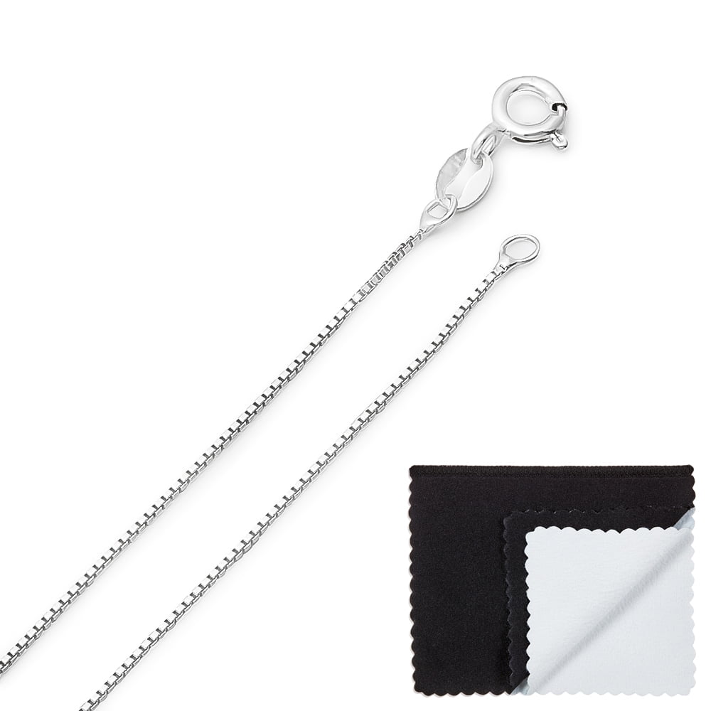 0.7mm Solid .925 Sterling Silver Square Box Choker Chain Necklace, 18 ...