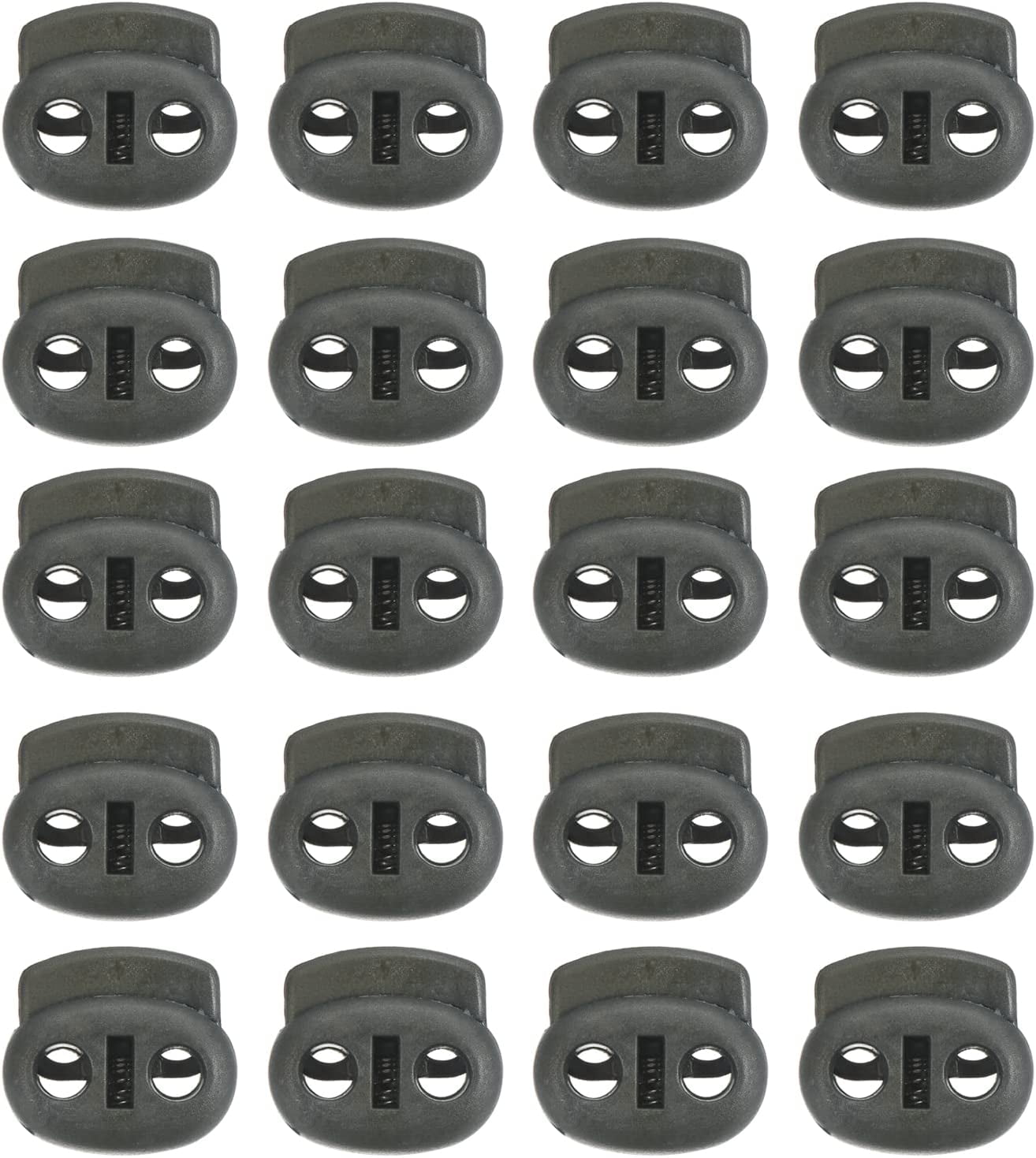 0.7x0.8" Cord Locks, 100 Pack Double Hole Spring End Toggle Stopper for ...