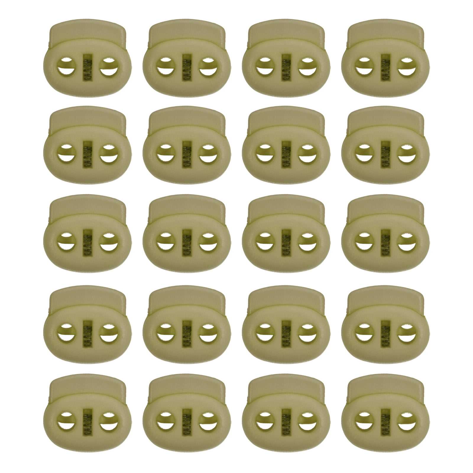 0.7x0.8" Cord Locks Double Hole Spring End Toggle Stopper, Beige, 30 ...