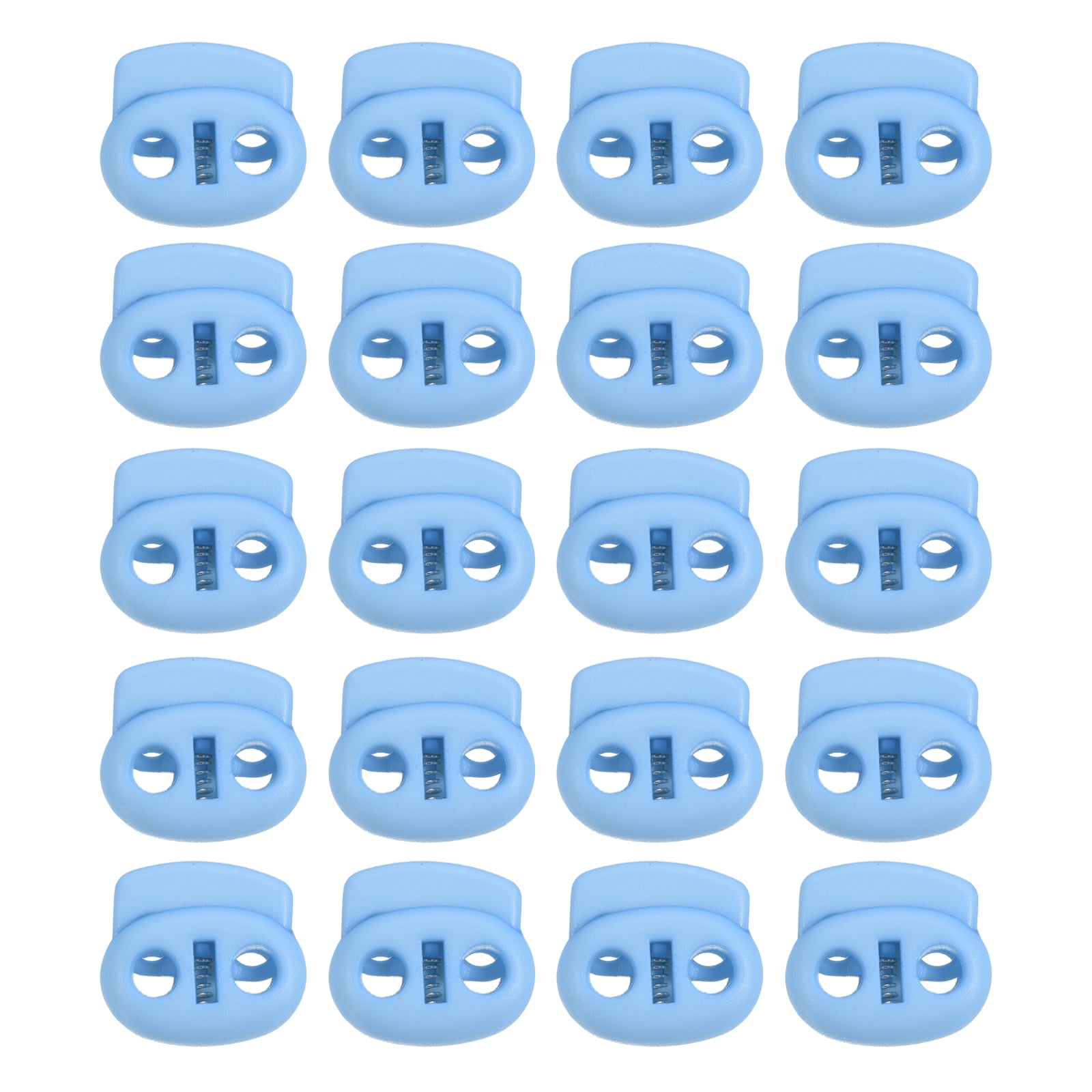 0.7x0.8" Cord Locks Double Hole Spring End Toggle Stopper, Light Blue ...