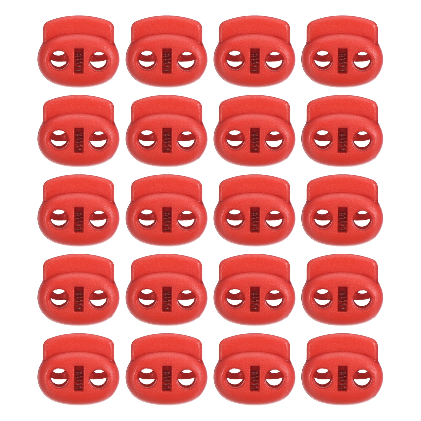 0.7x0.8" Cord Locks Double Hole Spring End Toggle Stopper, Red, 30 Pack ...