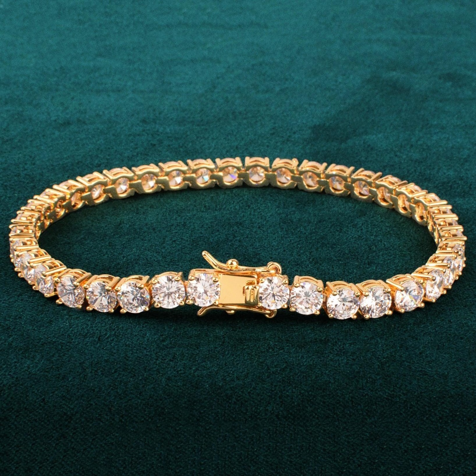 0.8 CT Simulated diamond Tennis Bracelet,Gold Tennis Bracelet,Simulated ...