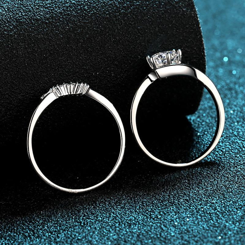 0.8 Carat D Color VVS1 Moissanite Diamond Rings for Women, S925 Sterling Silver 18K Gold Plated ...