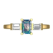 4.0ct emerald cut natural swiss blue topaz 14k yellow gold 3 ...