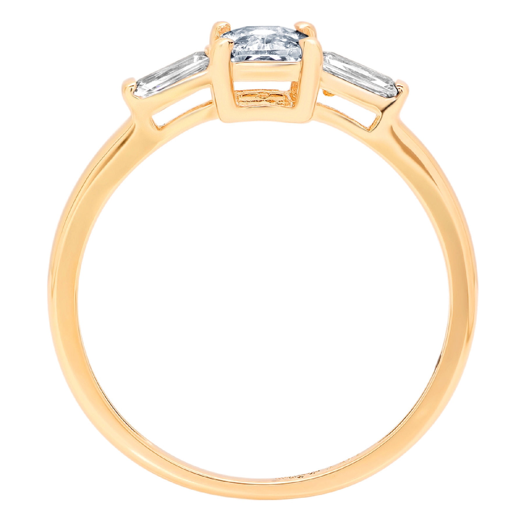 0.8 ct Emerald Cut Natural Swiss Blue Topaz Three-Stone Engagement Ring ...