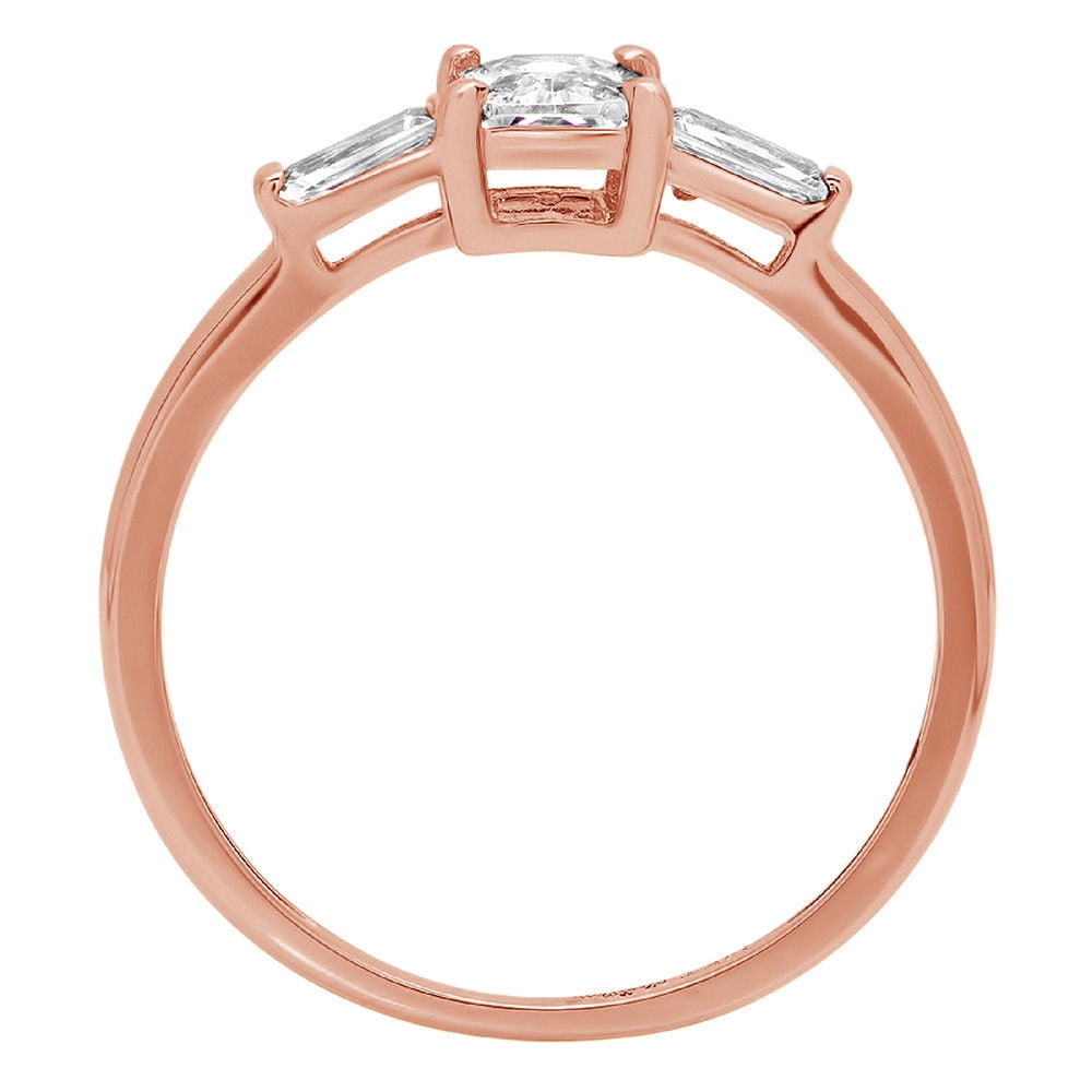 0.8 ct Emerald Cut Simulated Diamond Three-Stone Engagement Ring for ...