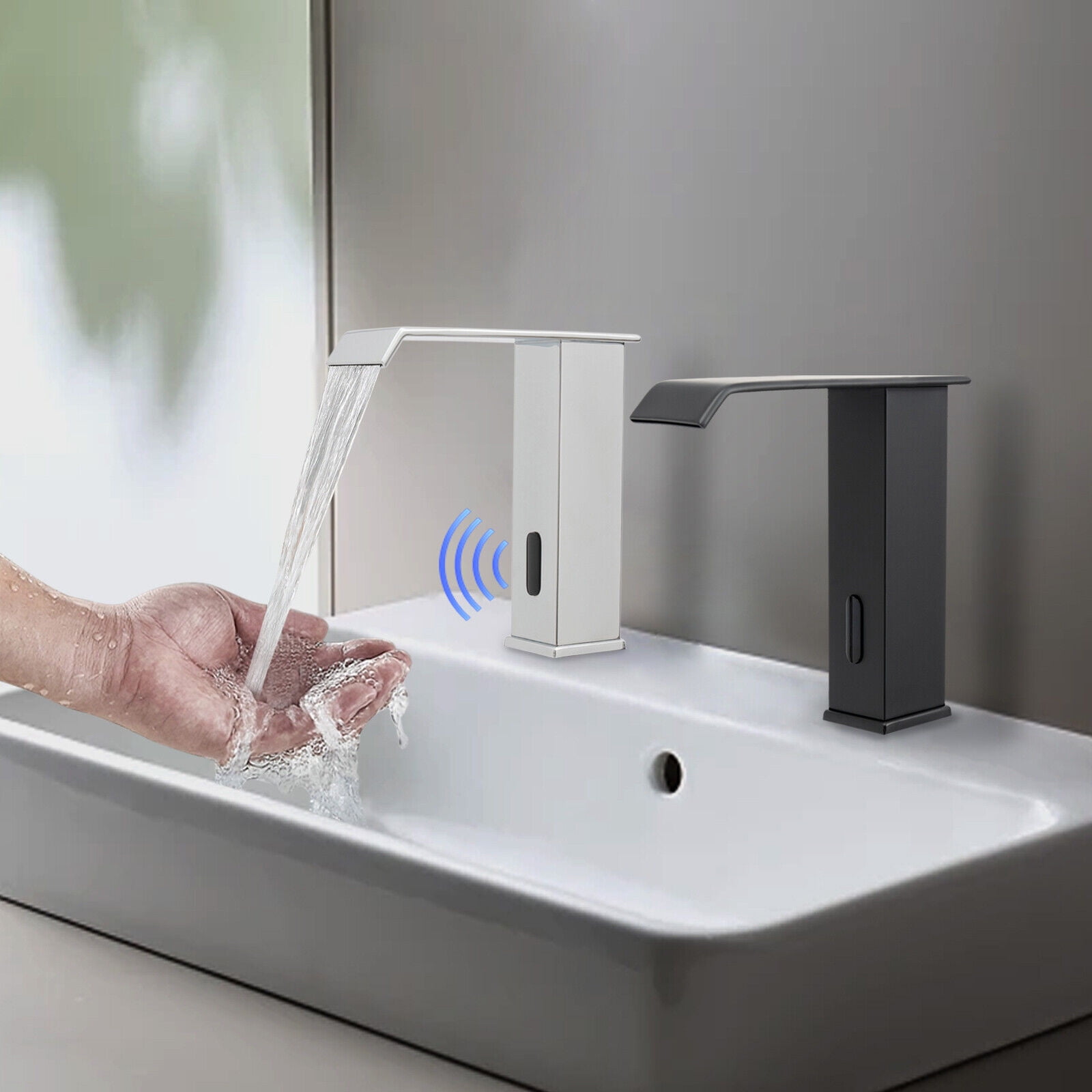 0-80°/32-176℉ Automatic Infrared Sensor Faucet Bathroom Sink Faucet ...