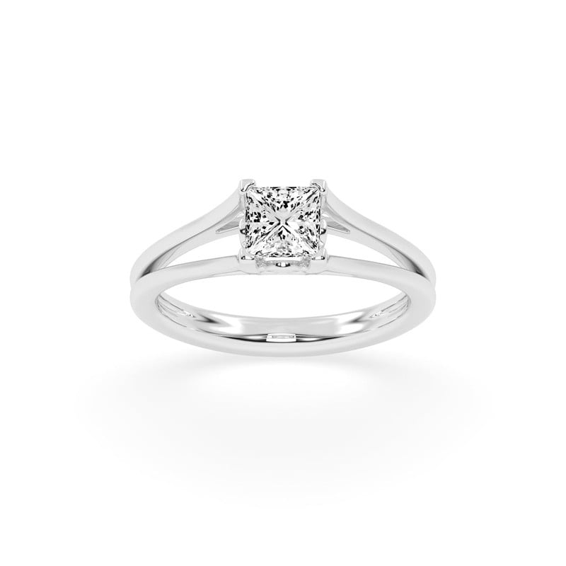 0.80 CTW Princess Cut Solitaire Moissanite Engagement Ring 925 Silver ...