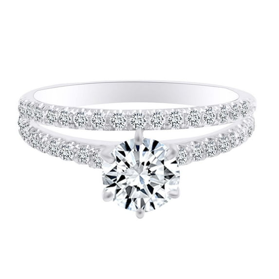 AFFY 0.80 Carat Round Shape White Natural Diamond Semi Mount Wedding ...