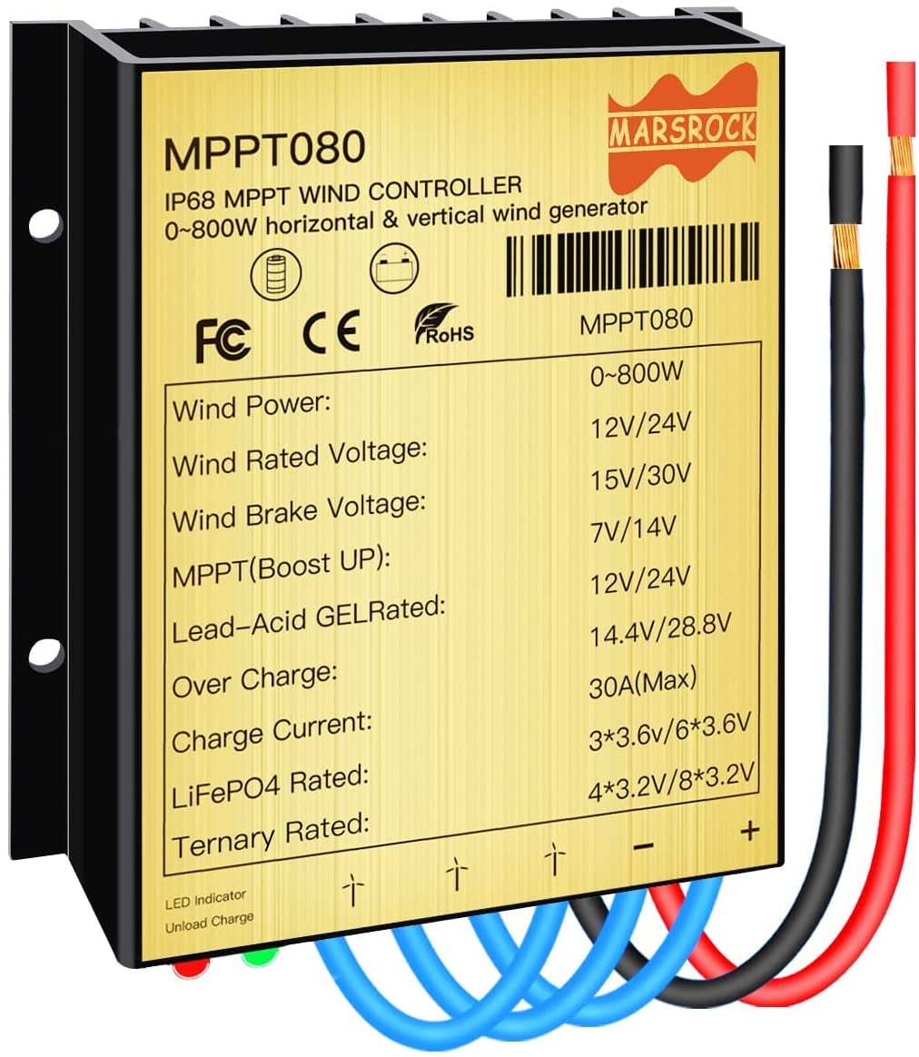 0~800W 30A Mini Wind Charge Discharge MPPT Controller IP68 Waterproof Regular Auto Match Wind ...