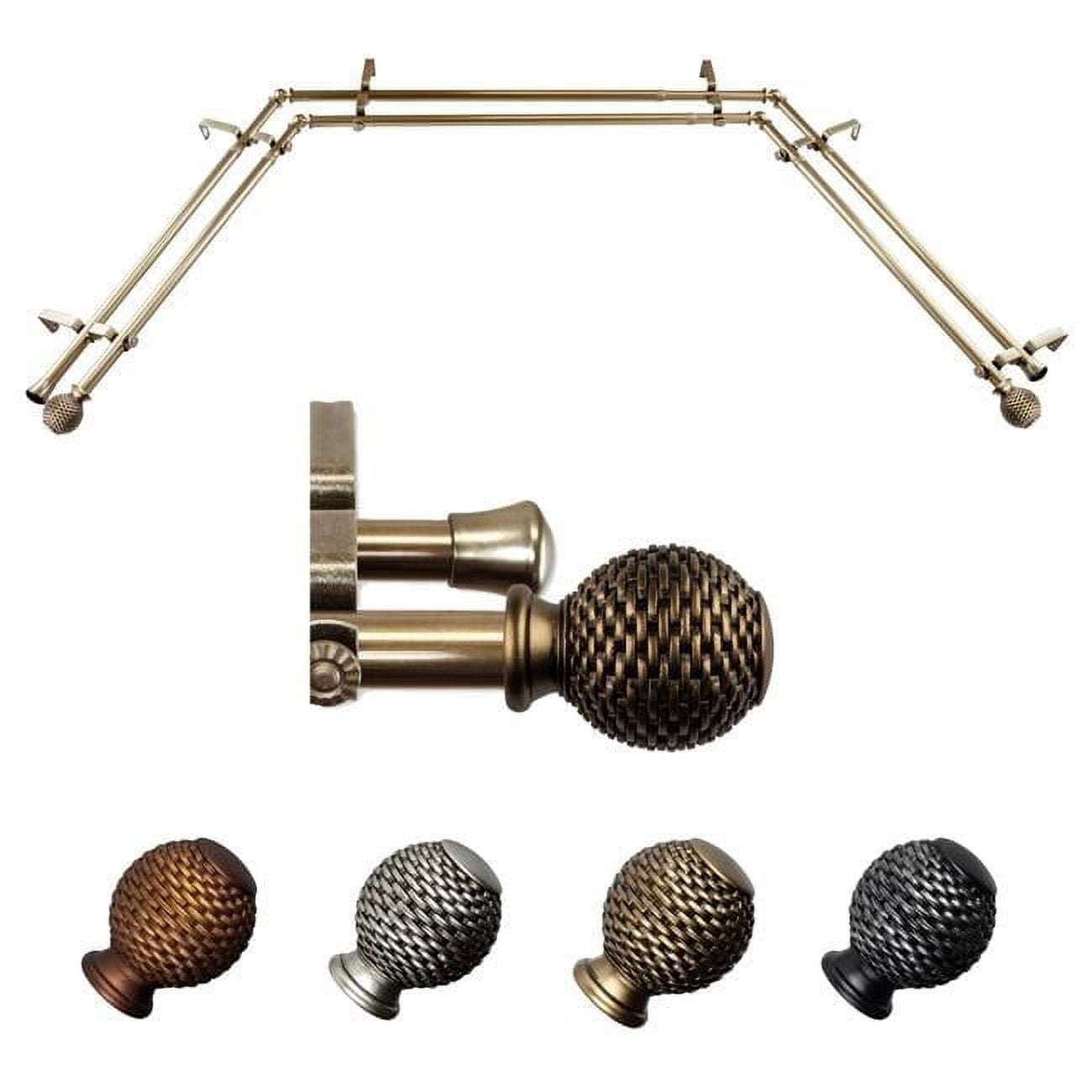 0.812 in. Dia. Vanna Bay Window Double Curtain Rod, Antique Brass ...