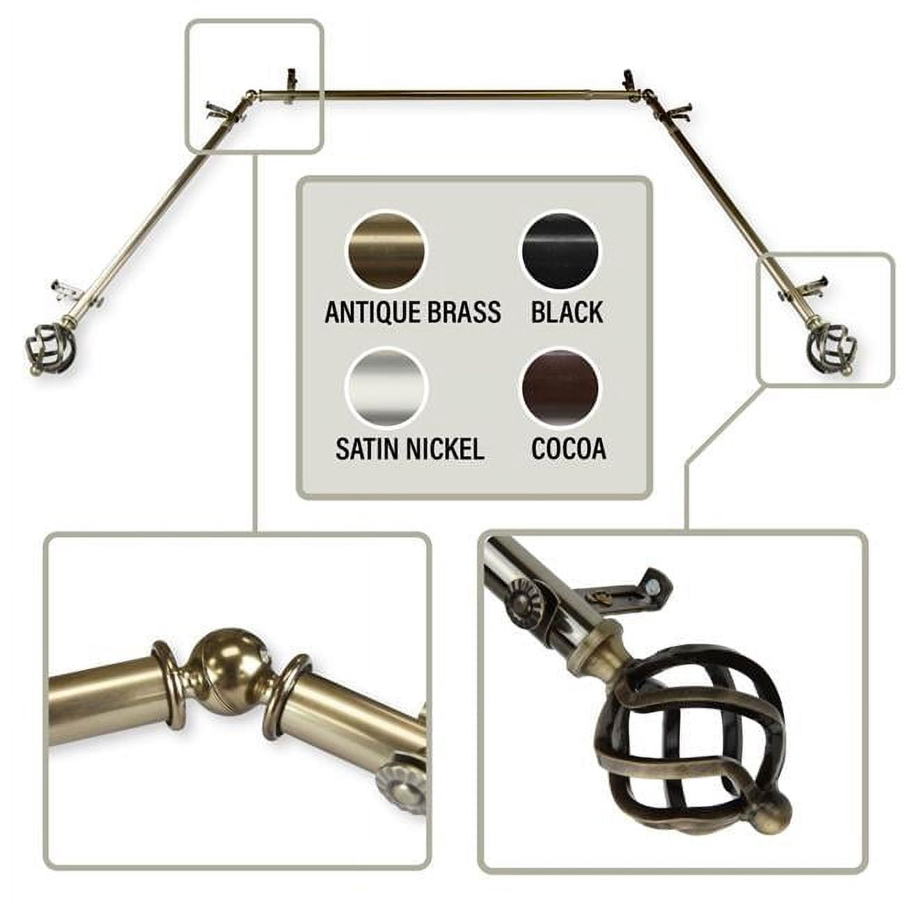 0.8125 in. Giro Bay Window Curtain Rod with Side Rod Extends Upto 20 to ...