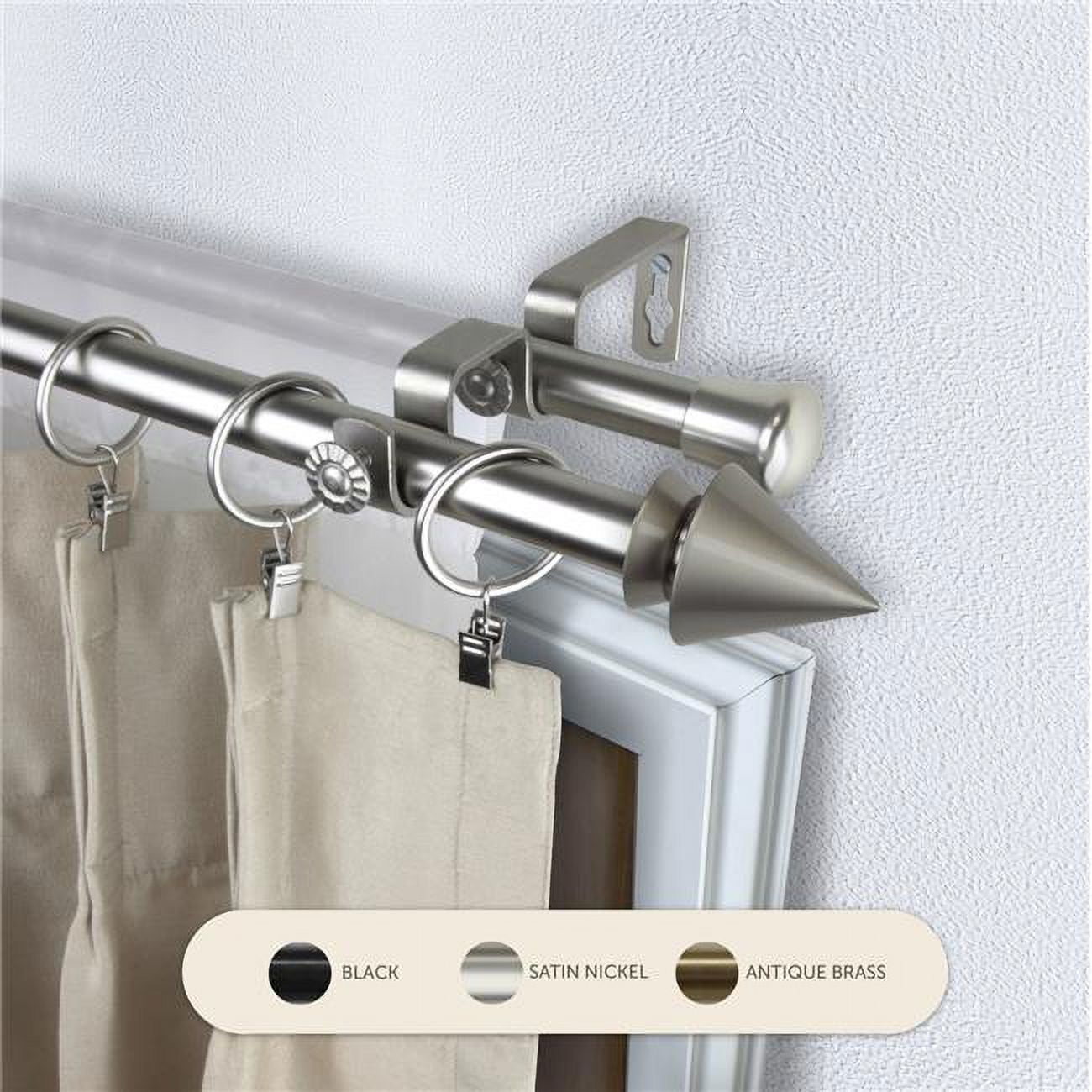 0.8125 in. Jacob Double Curtain Rod with 48 to 84 in. Extension, Satin ...